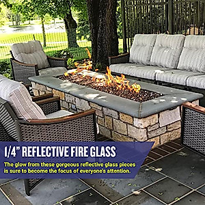 American Fireglass 1/4” Reflective Fire Glass | Use in Fireplace, Fire Pit or Bowl | for Natural Gas or Propane Fires | Safe Tempered Glass for Outdoor & Indoor | Champagne, 10lb Bag