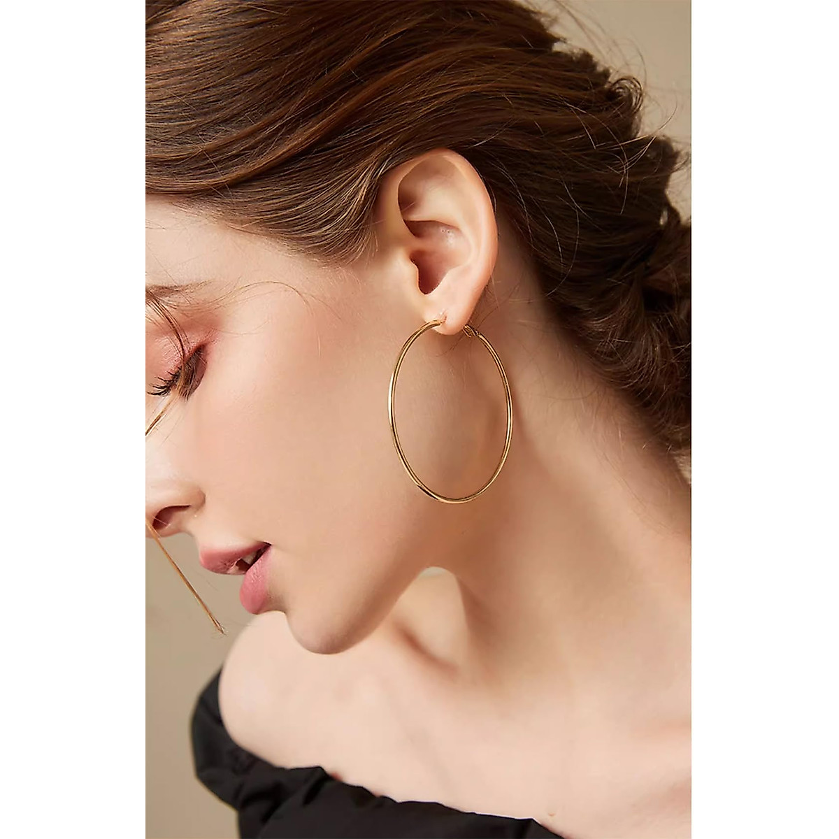 Cocadant Big Gold Hoop Earrings for Women,3 Colors Large Thin 60mm Silver Hoop Earrings Set Stainless Steel 14K Gold Plated with Hypoallergenic Sterling Silver Post