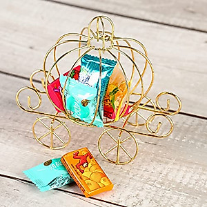 BinaryABC Cinderella Pumpkin Carriage Centerpiece Candy Holder Candy Cart Candy Container Tabletop Decoration for Halloween Wedding Party