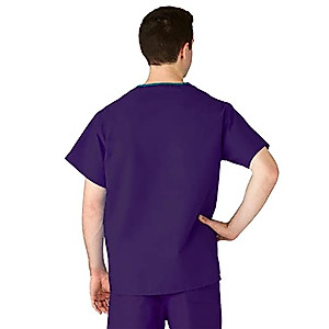 Medline AngelStat Unisex Reversible V-Neck Scrub Top, 2 Pockets, Regal Purple, Size Small