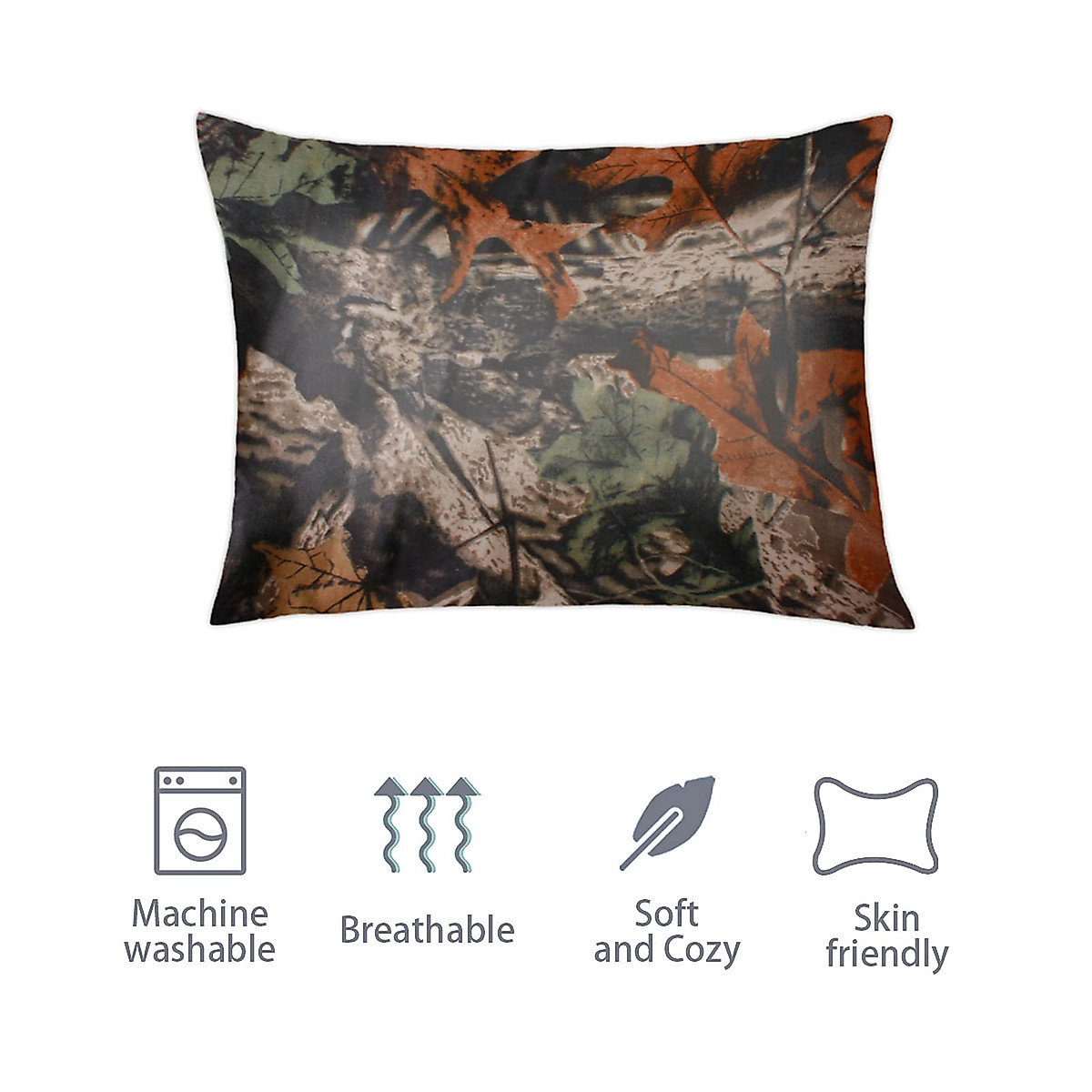Satin Pillowcase for Hair and Skin Forest Tree Camo Camouflage Silk Pillowcase Soft Satin Cooling Pillow Covers No Zipper with Envelope Closure Standard Size 20 × 26inch 1 Pcs