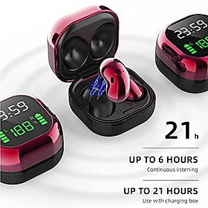 Digital Display Touch-Control Wireless Bluetooth Earbuds - Built-in Microphone Immersive Premium Sound in Ear Light-Weight Headphones with Charging Case for Office Outdoor Sport