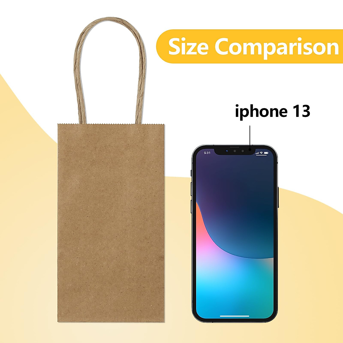 BagDream 50 Pack 3.5x2.4x6.7 Inches Small Kraft Paper Gift Bags with Handles Bulk Mini Party Favor Bags Candy Bags 100% Recyclable Brown Paper Bag