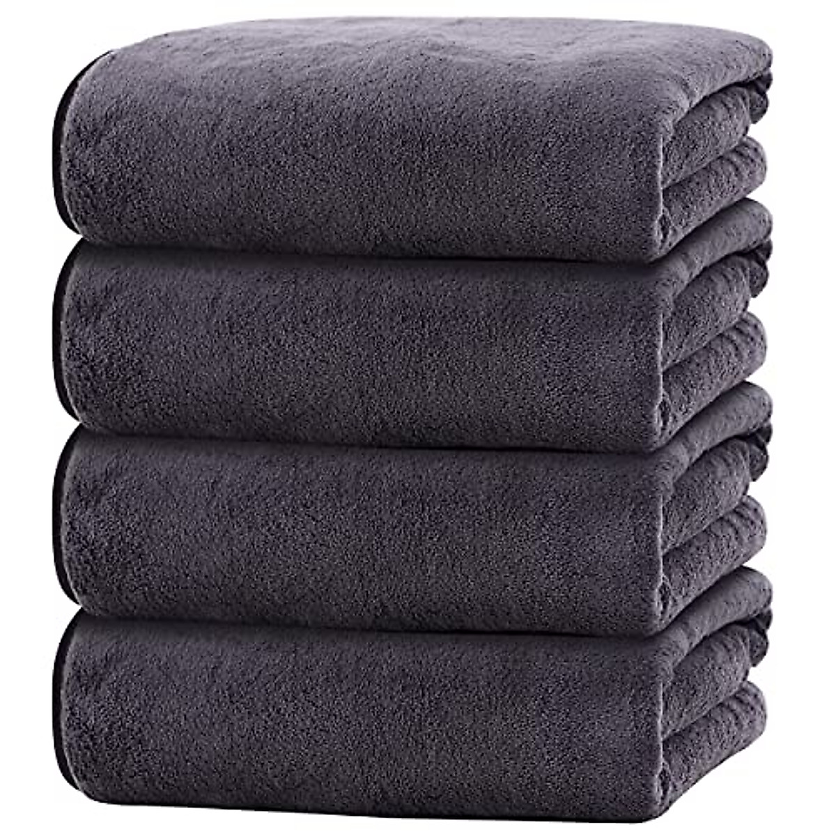 Cosy Family Microfiber 4 Pack Bath Towel Set, Lightweight and Quick Drying, Ultra Soft Highly Absorbent Towels for Bathroom, Gym, Hotel, Beach and Spa (Dark Grey)