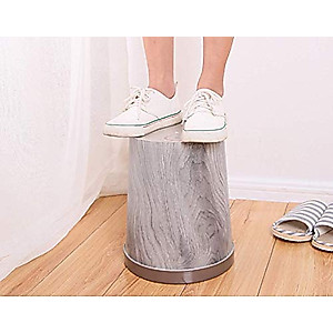 Cololy 12L Trash Can Durable Garbage Can Waste Basket with Wood-Grain European Style Wastebin for Bathroom, Bedroom, Office (Green)