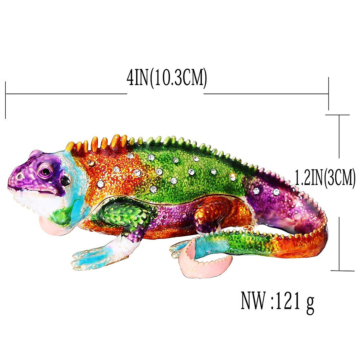 Waltz&F Color chameleon Trinket Box Hinged Hand-painted Figurine Collectible Ring Holder