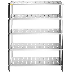 VEVOR Storage Shelf, 5-Tier Storage Shelving Unit, Stainless Steel Garage Shelf, 59.1 x 17.7 x 70.9 inch Heavy Duty Storage Shelving, 661 Lbs Total Capacity with Adjustable Height and Vent Holes