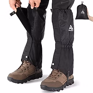 Gaiters for Hiking – Waterproof and Breathable Leg Gaiters for Women and Men Boots, Adjustable Lightweight Shoes Gaiters for Hunting, Hiking, Mountaineering, Snow Gaiters for Hiking Boots (Black)