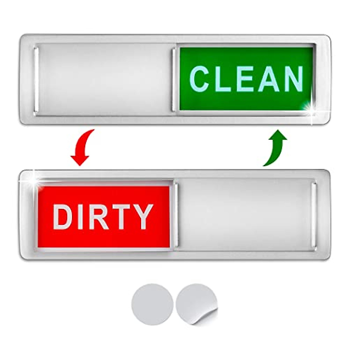 Dishwasher Magnet, Clean Dirty Sign Indicator for Dishwasher Non-Scratch Easy to Read and Strong Slide for Changing Signs, Sleek and Convenient Design, Heavy Duty Magnet with Optional Stickers