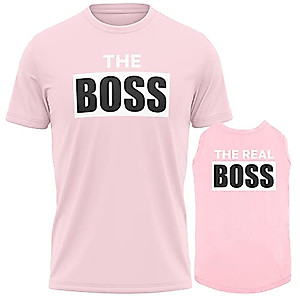 Funny Matching Dog and Owner Outfit T- Shirt - The Boss The Real Boss Pet & Owner Matching Shirts
