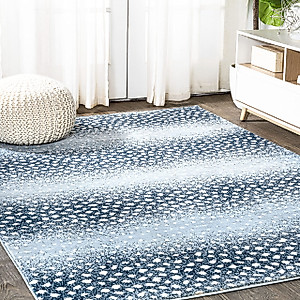 JONATHAN Y SAF100D-5 Antelope Modern Animal Indoor Area-Rug Casual Contemporary Striped Easy-Cleaning Bedroom Kitchen Living Room Non Shedding, 5 X 8, Blue/Cream