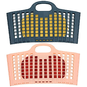 Luxshiny Plastic Shopping Basket 2pcs Plastic Organizer Storage Baskets with Handles, Bins Organizer Portable Shower Tote Fruit Vegetable Storage Basket for Bathroom Kitchen