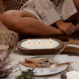 Dough Bowl Candle Company Pumpkin Spice Soy Candle - 3 Wick Candle Essential Oil Wax Melts, Rustic Farmhouse Decor Odor Eliminator, 20 Ounce All-Natural Soy Candles Gifts for Women and Men