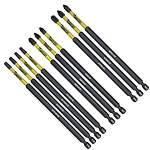 10 x SabreCut SCRK152 5 63/64" PZ1 PZ2 PZ3 PH1 PH2 PH3 TX20 TX25 TX30 TX40 Magnetic Impact Screwdriver Driver Bits Set Pozi Pozidriv Phillips Torx Compatible with Dewalt Milwaukee Bosch Makita etc