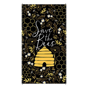 Timeless Treasures Save The Bees Hive 24" Panel Black, Fabric