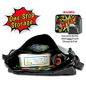 DC Comics Batman Grey Diaper Bag Includes Changing Pad and Bottle Pouch