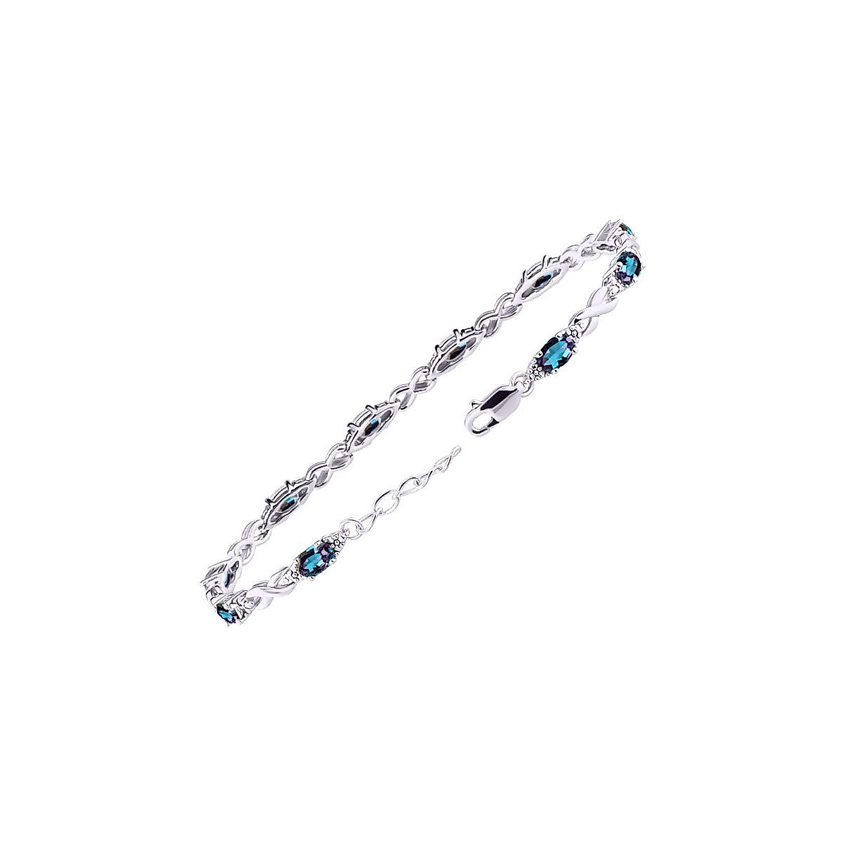 Rylos Stunning Simulated Alexandrite/Mystic Topaz & Diamond XOXO Hugs & Kisses Tennis Bracelet Set in Sterling Silver - Adjustable to fit 7" - 8" Wrist