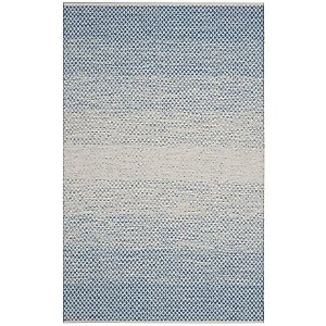 SAFAVIEH Montauk Collection Area Rug - 6' x 9', Blue & Ivory, Handmade Cotton, Ideal for High Traffic Areas in Living Room, Bedroom (MTK601B)