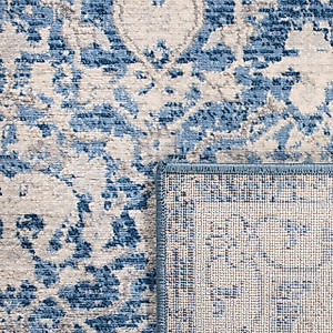 SAFAVIEH Brentwood Collection 11' x 15' Navy / Cream BNT896N Floral Distressed Non-Shedding Living Room Bedroom Dining Home Office Area Rug