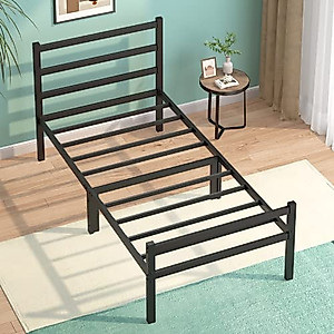 FEMOND Twin Bed Frame with Headboard and Footboard, 14 Inch Metal Bed Frame Platform with Storage, Noise Free, Heavy Duty Steel, No Box Spring Needed, Anti-Slip, Easy Assembly (Max Load: 1000lb)