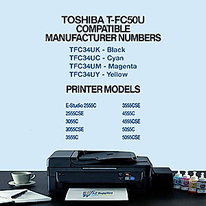 AZ SUPPLIES Compatible Toner Cartridge Replacement for Toshiba T-FC50U T-FC50U-K T-FC50U-C T-FC50U-M T-FC50U-Y E-Studio 2555C 2555CSE 3055C 3055CSE 3555C 3555CSE (Black Cyan Magenta Yellow - 4 Packs)