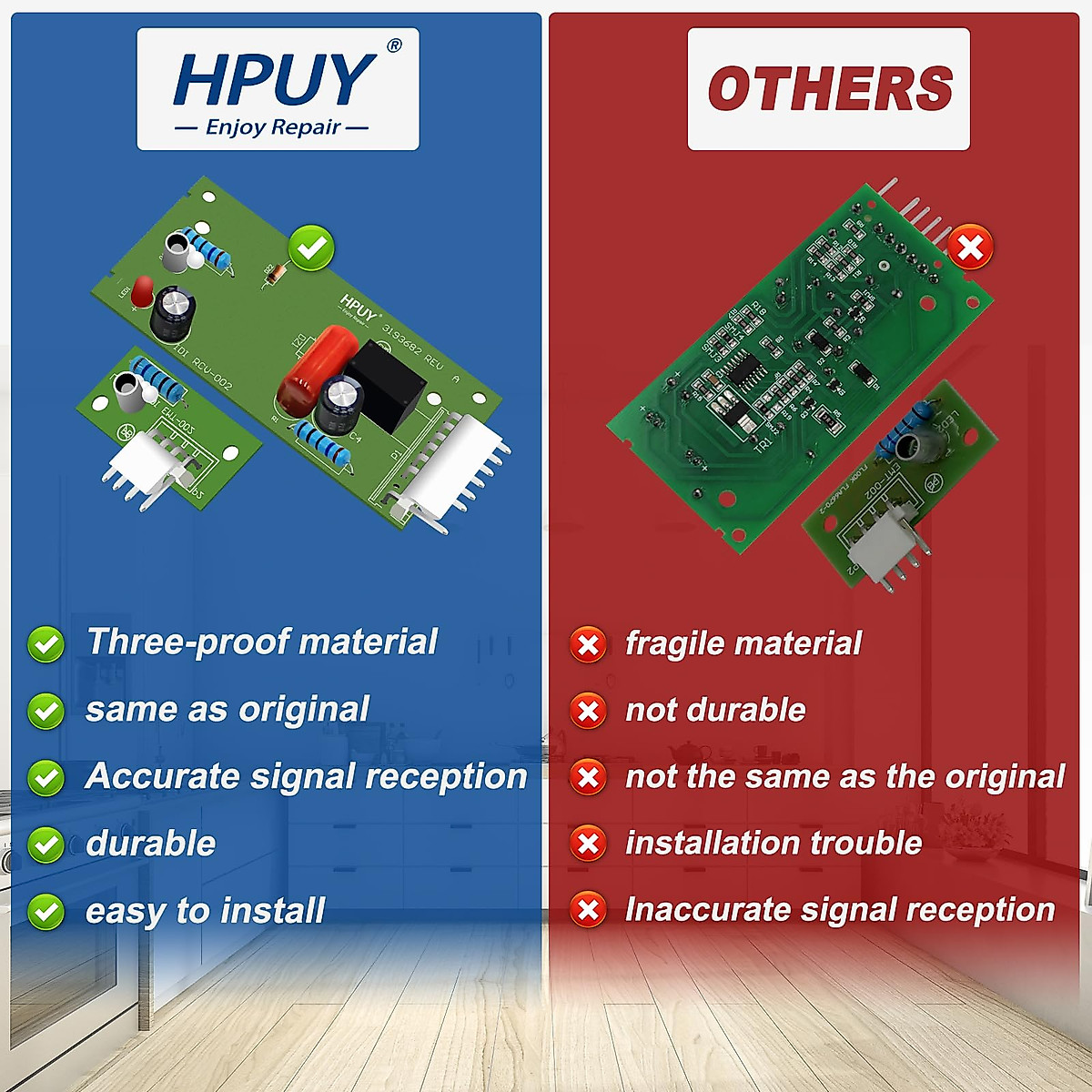 HPUY 4389102 Refrigerator Ice Maker Sensor Control Board Kit W10757851 Ice Level Control Board Kit Replacement Compatible for Whirlpool Kenmore Refrigerators Replaces 2198585 AP3137510 W10290817