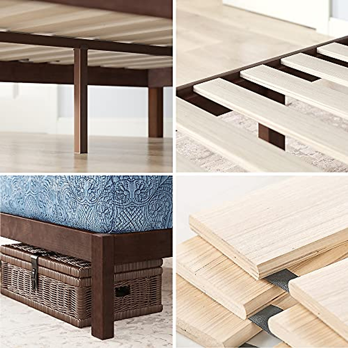 Zinus Adrian Wood Rustic Style Platform Bed with Headboard / No Box Spring Needed / Wood Slat Support, Full,OLB-SWPBHR-12F,Brown