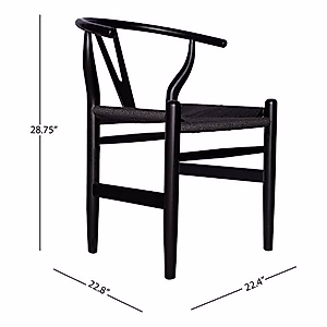 Amazon Brand - Stone & Beam Classic Wishbone Dining Chair, 22.4"W, Black / Black