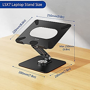 BESIGN LSX7 Laptop Stand with 360° Rotating Base, Ergonomic Adjustable Notebook Stand, Riser Holder Computer Stand Compatible with Air, Pro, Dell, HP, Lenovo More 10-15.6" Laptops (Black)