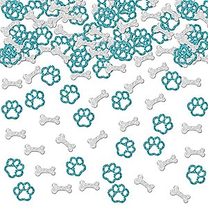 Ambishi 120pcs Paw Print & Bone Shape Confetti, Doggy Birthday Party Table Scatter Decorations, Pet Dog Birthday Party Supplies, Theme Kids Birthday/Baby Shower/Wedding Party Confetti Photo Booth Props