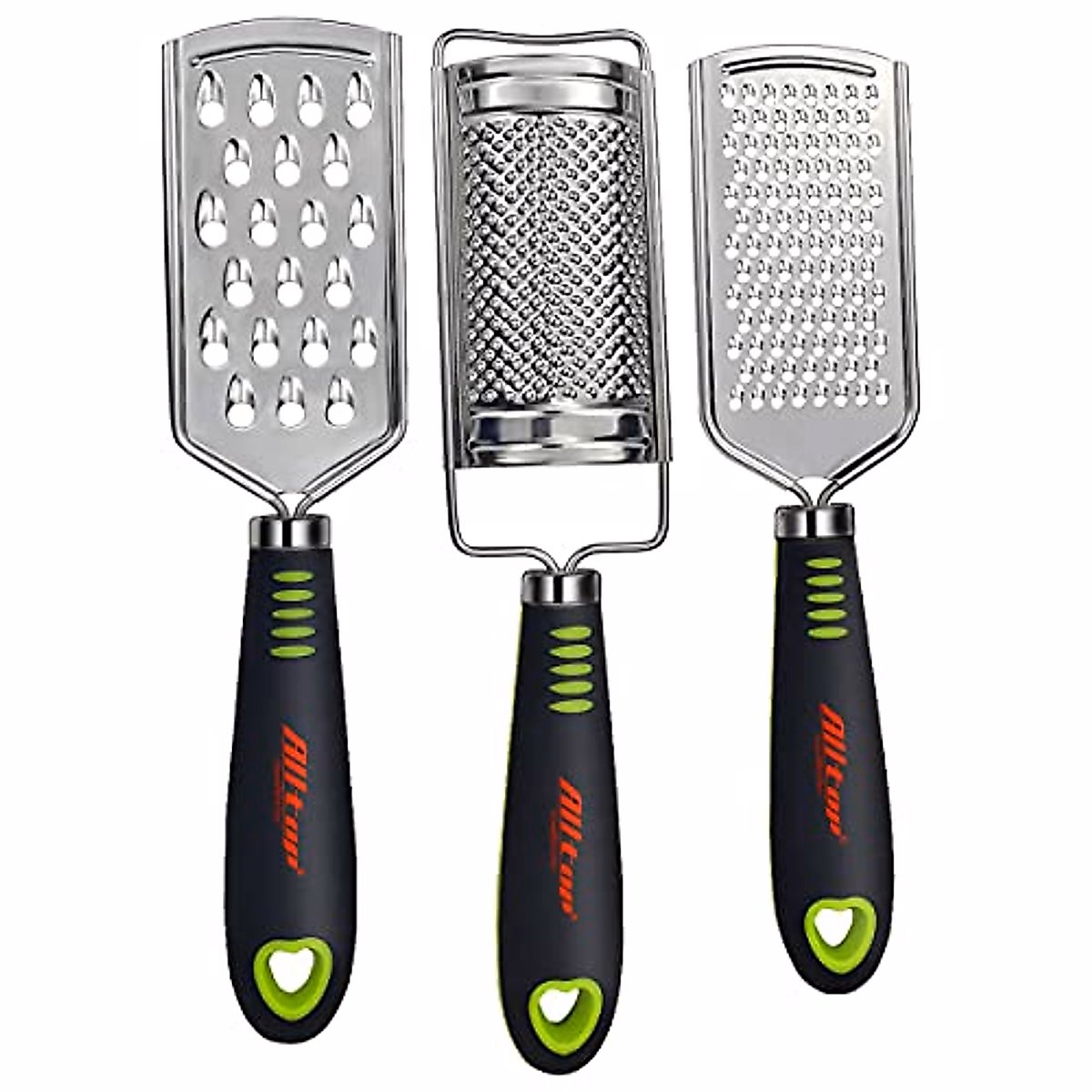 ALLTOP Food Graters for Cheese,Nutmeg,Potato,Ginger and Garlic,Cirtrus,Hand-held Stainless Steel Zester for Kitchen - Pro Multi-purpose Gadgets,Set of 3 Grinders