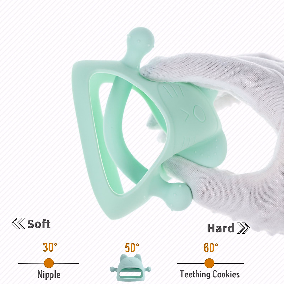 KRYHONVA Cat Glove Silicone Baby Teething Toy for 6month-3year Infants, Baby Chew Toys for Sucking Needs, Hand Pacifier for Breast Feeding Babies, Car Seat Toy for New Born