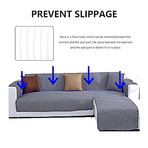 JIABOLANG Double Side L Shape Couch Cover Sectional Sofa Covers Set Chaise Couch Cover Slip Covers for Sofas Couches Sectional Furniture Protector Cover (Medium,Grey)