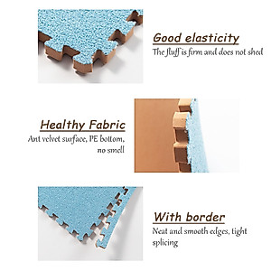 24 Pcs Thickened 0.4 Inch Interlocking Floor Mat,Plush Puzzle Foam Carpet Tiles,Fluffy Square Area Rug,Playmat,Space Saving,12x12 Inch(Color:Green+Dark Green)