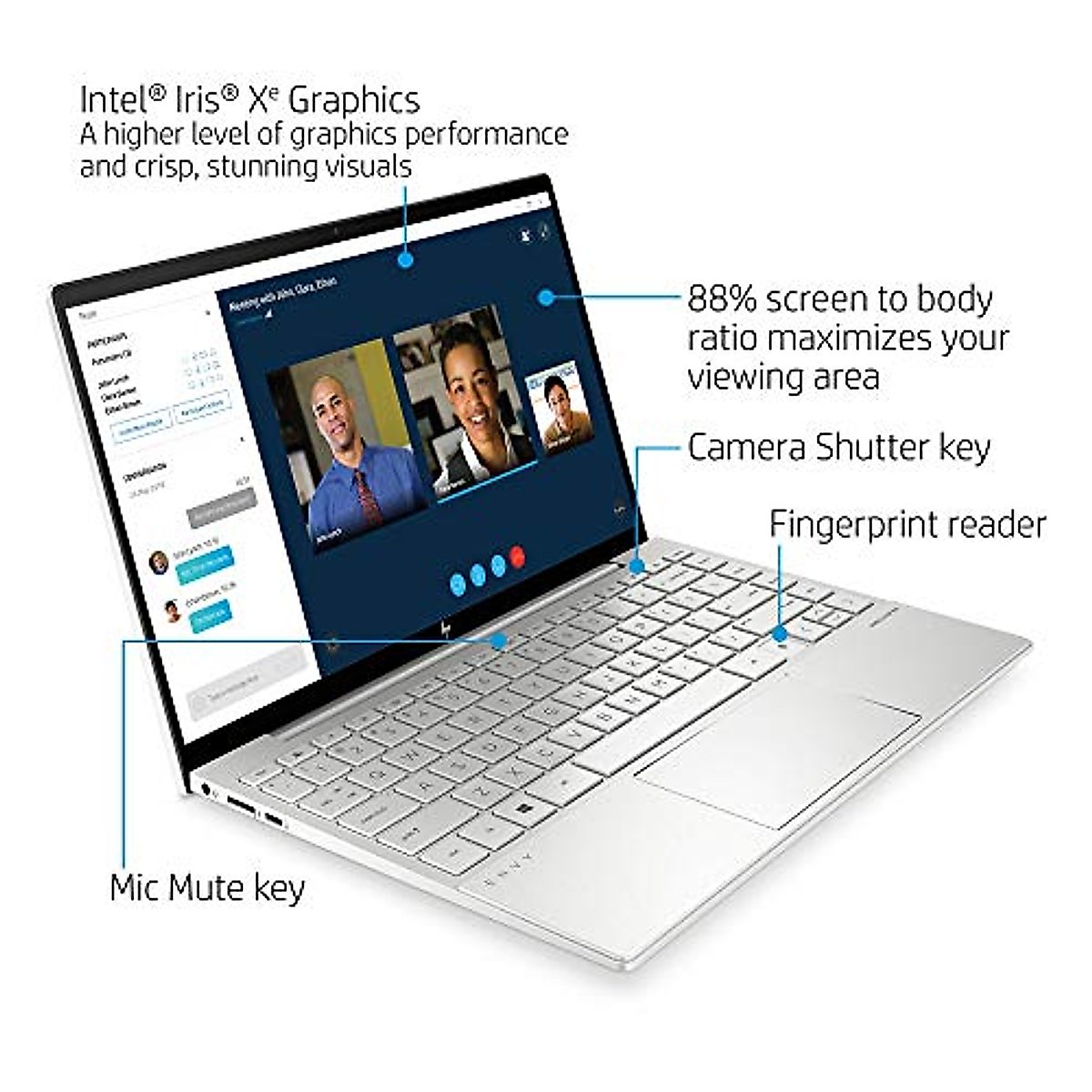 HP ENVY 13 Laptop, Intel Core i7-1165G7, 8 GB DDR4 RAM, 256 GB SSD Storage, 13.3-inch FHD Touchscreen Display, Windows 10 Home With Fingerprint Reader, Camera Kill Switch (13-ba1010nr, 2020 Model)