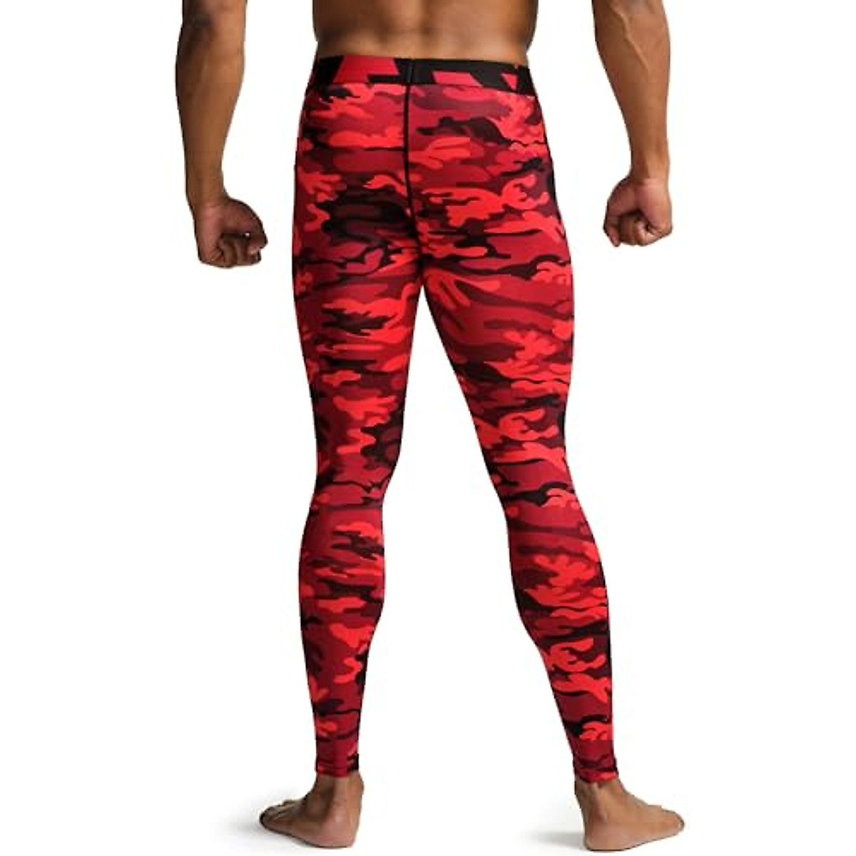 TSLA Men's Compression Pants - Cool Dry Athletic Sports Workout Running Tights Leggings Baselayer, 3pack Tights Camo Black/Camo Grey/Camo Red, Medium