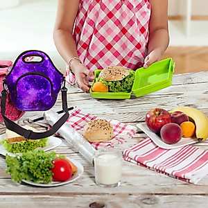 Neoprene Lunch Bags, Insulated Lunch Bag With Crossbody Strap, Reusable Lunch Bag With Extra Pocket Waterproof Adjustable Shoulder For Travel, Picnic, Office, Work,gift For Back To School (PURPLE)