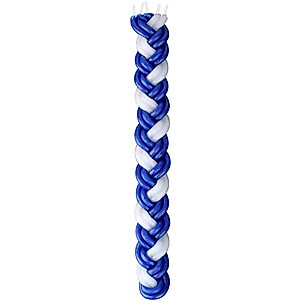 Braided Havdalah Candle - Large Blue and White Paraffin Wax - Handcrafted Havdallah Candle - Shabbat Judaica Gift - Ner Mitzvah