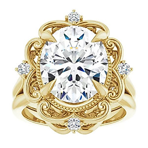 Solitaire Moissanite Engagement Ring Set, 4.25 CT Oval Cut Moissanite Diamond Bridal Wedding Ring Set for Women, Birthday Gifts for Love, VVS1 Colorless, 10K 14K 18K Solid Gold, 925 Silver