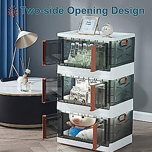 XJJX Large Storage Bins with Lids,10.5Gal Folding Storage Box with Wheels,Handles,Dual Open Design,Closet Organizers and Storage for Organizing Clothes,Towels,Toys,Books,Snacks,Drinks,Fruits (Beige 2)