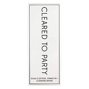 Santa Barbara Design Studio SIPS Drinkware Reusable Glass Cocktail Straws with Cleaning Brush, Set of 4, 5-Inches, Clear