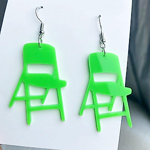 Mintolex Folding Chair Earrings for Women Trendy Fun Y2K Lightweight Acrylic Weird Earrings Statement Chair Shaped Dangle Earrings Jewelry Gifts, Green