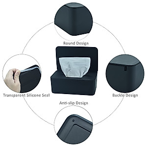 Diaper Wipes Dispenser, Baby Wipes Case, Baby Wipe Holder Keeps Diaper Wipes Fresh, Wipe Container with Non-Slip Feet (Black)