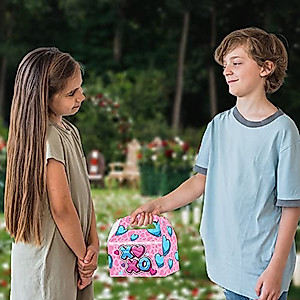 ArtCreativity Valentines Day Treat Boxes, Set of 12, Cardboard Paper Valentines Candy Boxes with Carry Handles, Themed Party Favor Boxes, Valentines Goodie Bags for Sweets, Toys, Gifts, and More