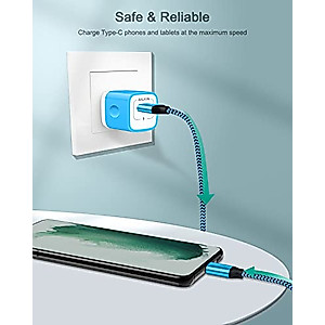 Android Charger for Samsung Galaxy S23 S22 Ultra S21+ S21 S20 Fe 5g S10 A12 A02s A03s A53 5g Note 20, Google Pixel 7 Pro 6 6a 5 5a USB C Charger Block +6 Ft long USB to USBC Cable Fast Charging Type C
