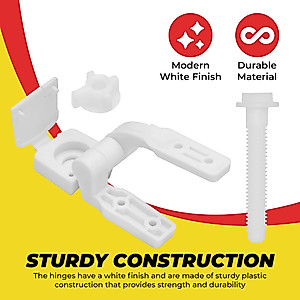 White Plastic Toilet Seat Hinge Replacement with Bolts Screw and Nuts