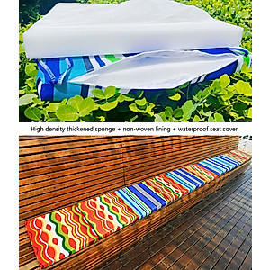 Outdoor Bench Cushion 48x17in Waterproof Patio Furniture Cushions Long Time Color Fastness Garden Sofa Settee Couch Swing Pads Thickened Sponge Filling Bench Cushions For Indoor Furniture/Blue