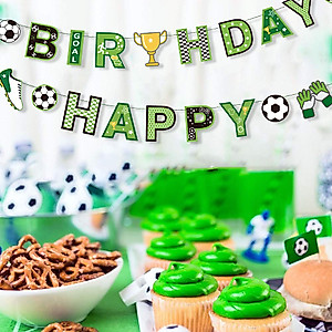 Soccer Football Happy Birthday Banner | Bunting Hanging for Football Fans Party Decoration | Sport Themed Party Supplies