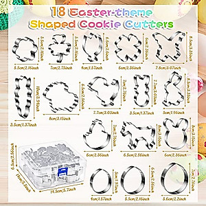 18 PCS Easter Cookie Cutters, 18 Shapes Cookie Cutters for Easter Rabbit Cookie Cutter Bunny Egg Cross Shamrock Butterfly Horse Tulip Flower Sheep Carrot Shape Cookie Cutter