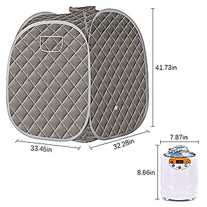 ZONEMEL Portable Steam Sauna for Home Full Body ​Sauna Spa, Relaxation, Personal Sauna with 3L 1000 Watt Steam Generator, 9 Temperature Levels, Remote Control-Dark Grey